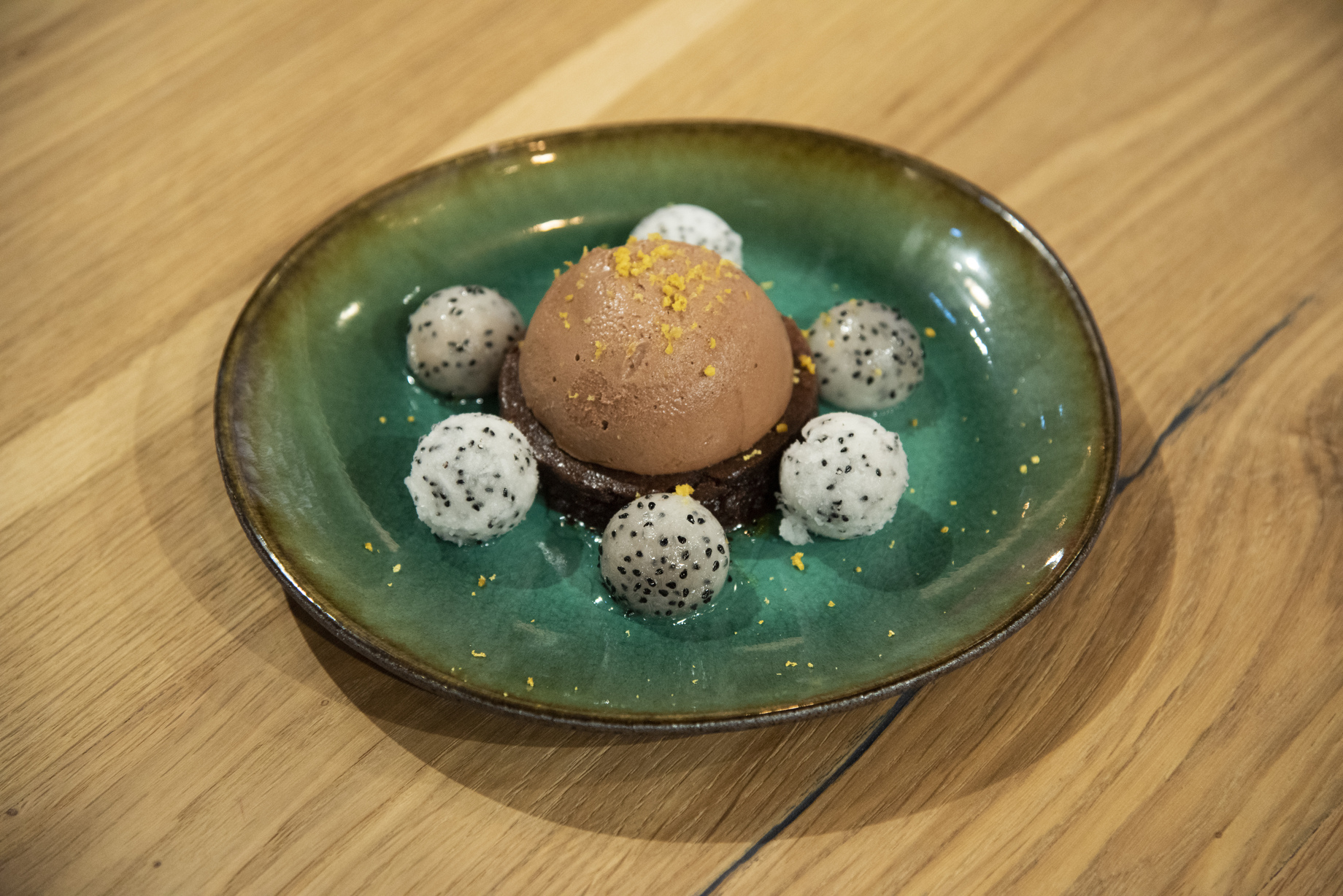 Parfait de chocolate e sorbet de pitaya - Masterchef